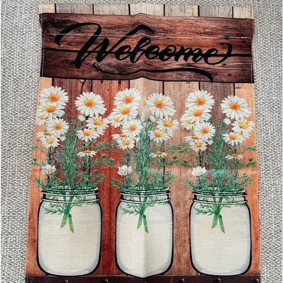 Unbranded | Accents | Fall Welcome Flag Double Sided Burlap Madon Jars ...